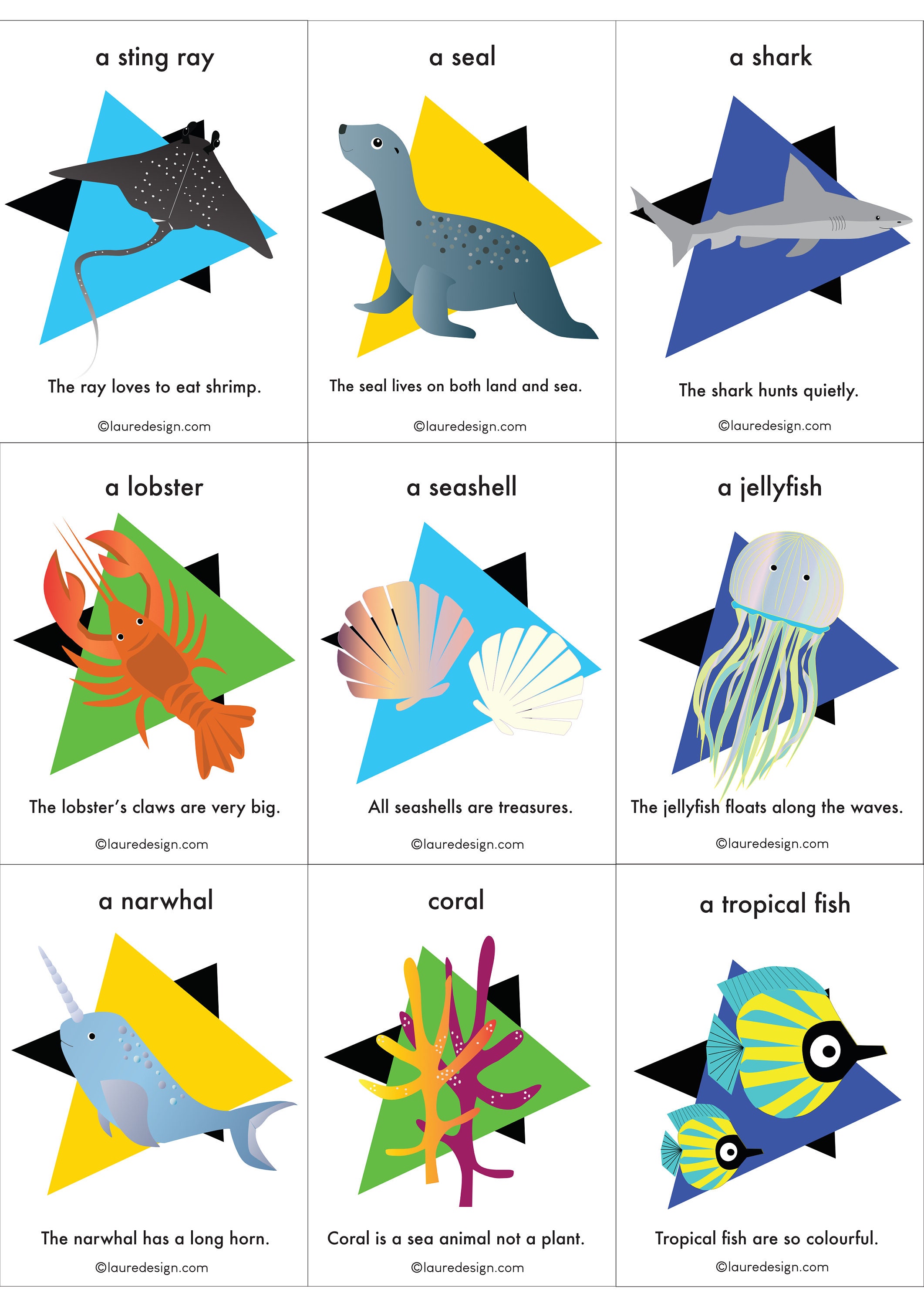Ocean animals PDF download print at home kids craft home - Etsy España