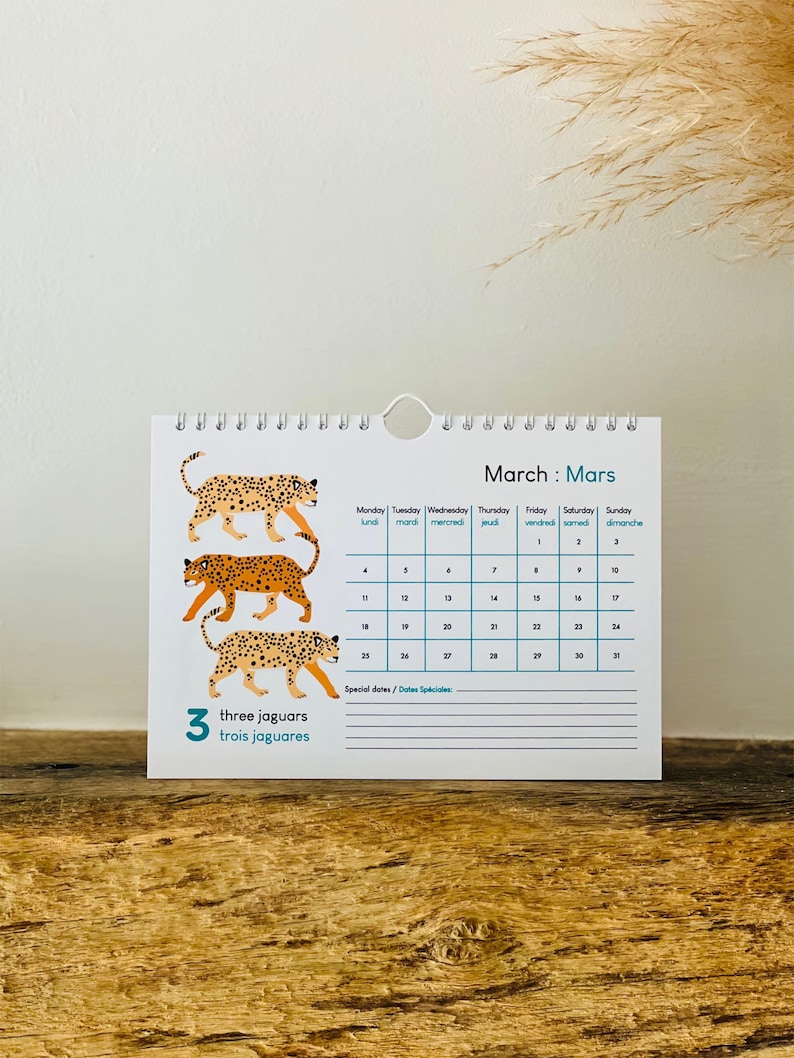 2024 Calendar, Animals, World Animals, Bilingual Calendar, Kids ...
