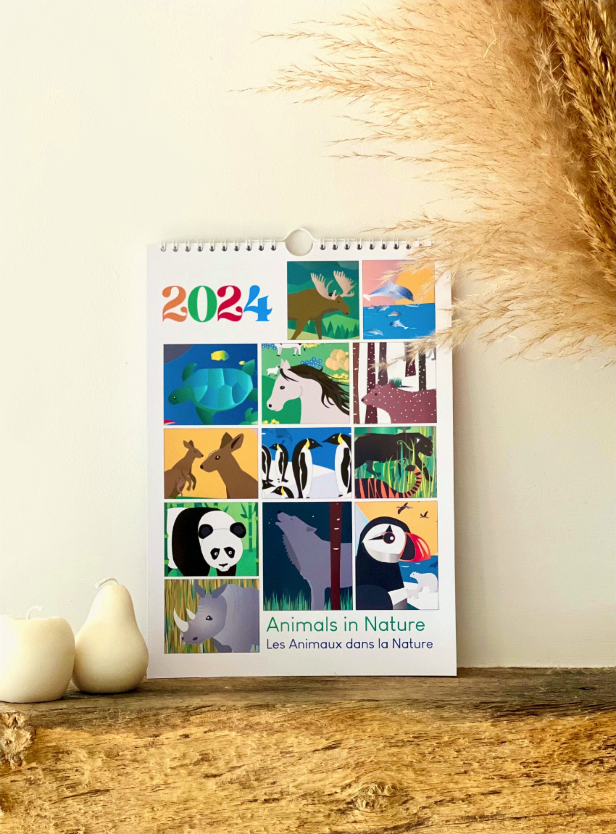 2024 Animals Calendar, A4 Size Calendar, 2024 Calendar, Animals of the ...