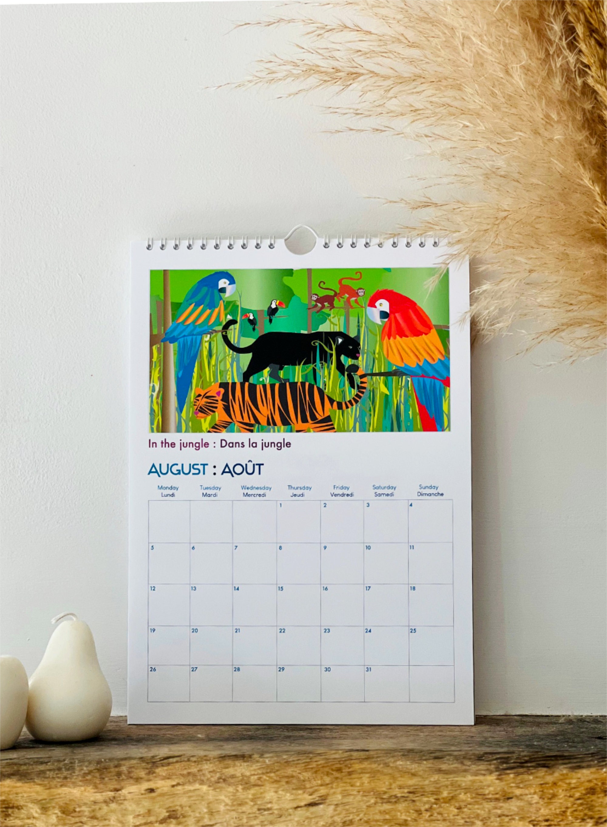 2024 Animals Calendar, A4 Size Calendar, 2024 Calendar, Animals of the ...