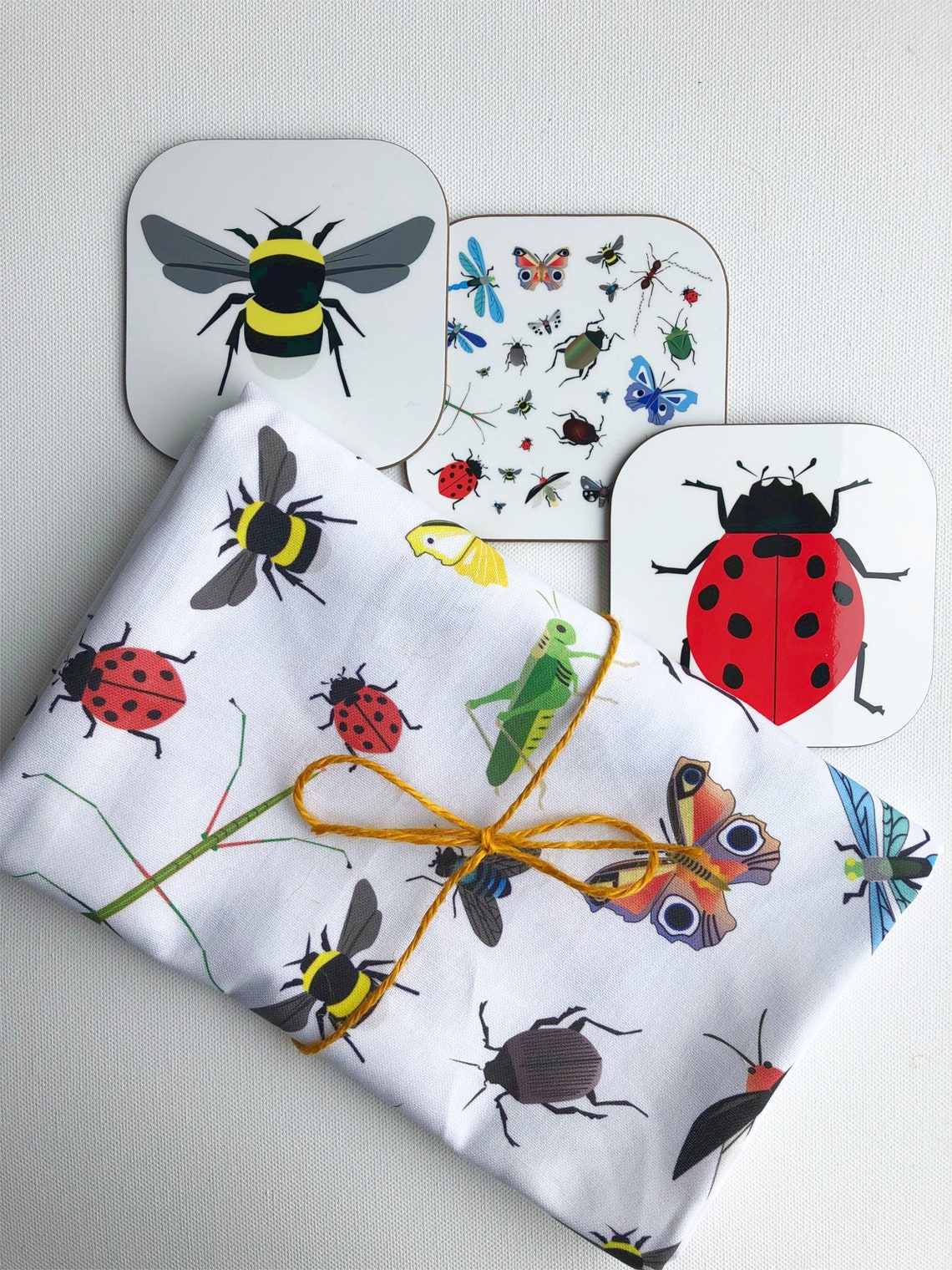 Tea Towel Cotton Tea Towel Bugs Nature Insects Kitchen | Etsy