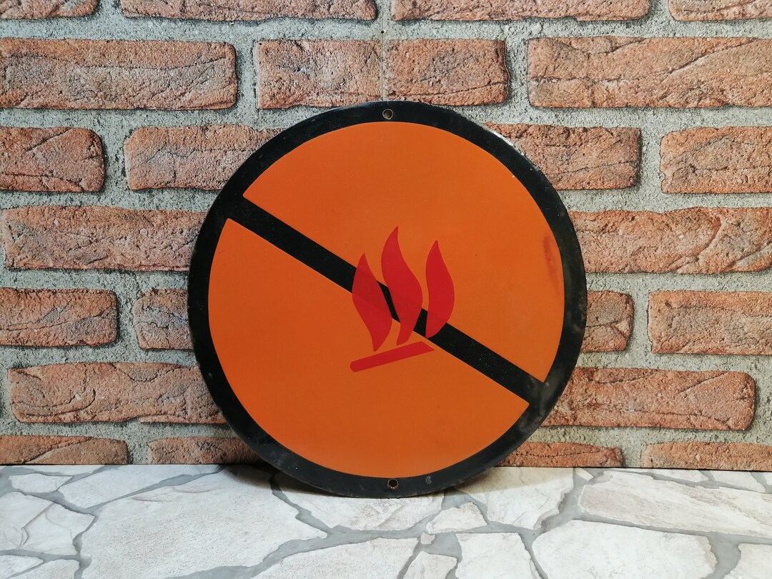 Vintage Enamel "warning Fire" Sign: Industrial Decor (12.4 Inch) - Etsy