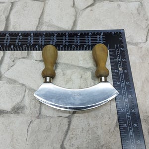 Vintage Double Blade Knife - INOX Mark, Two Blade Wood Handled Chopper ...