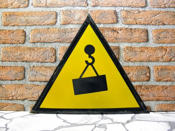 Vintage Beware Sign Construction Site Industrial Porcelain - Etsy