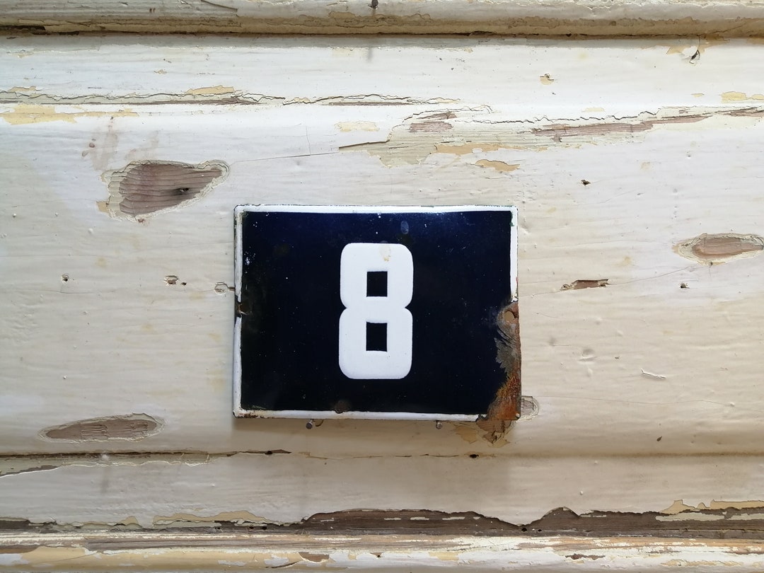 Enamel House Number Sign: Door Number 8, Outdoor Plaque (4.7x3.5 In) - Etsy