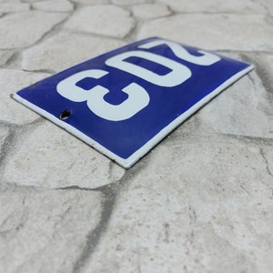 Vintage Enamel House Number 203 - Blue Address Sign - Etsy