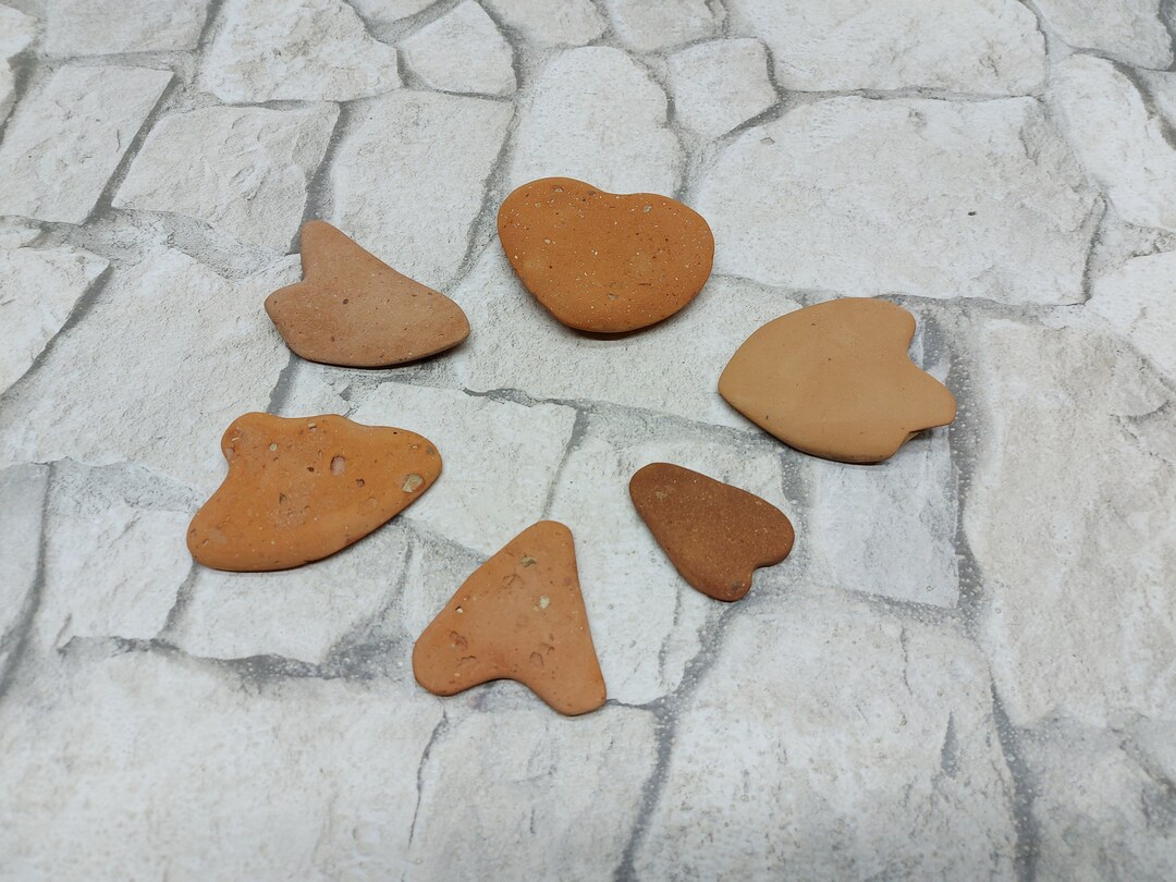 Sea Terracotta Heart Tiles, Beach Pottery Mosaic Supplies - 6 PCS - Etsy