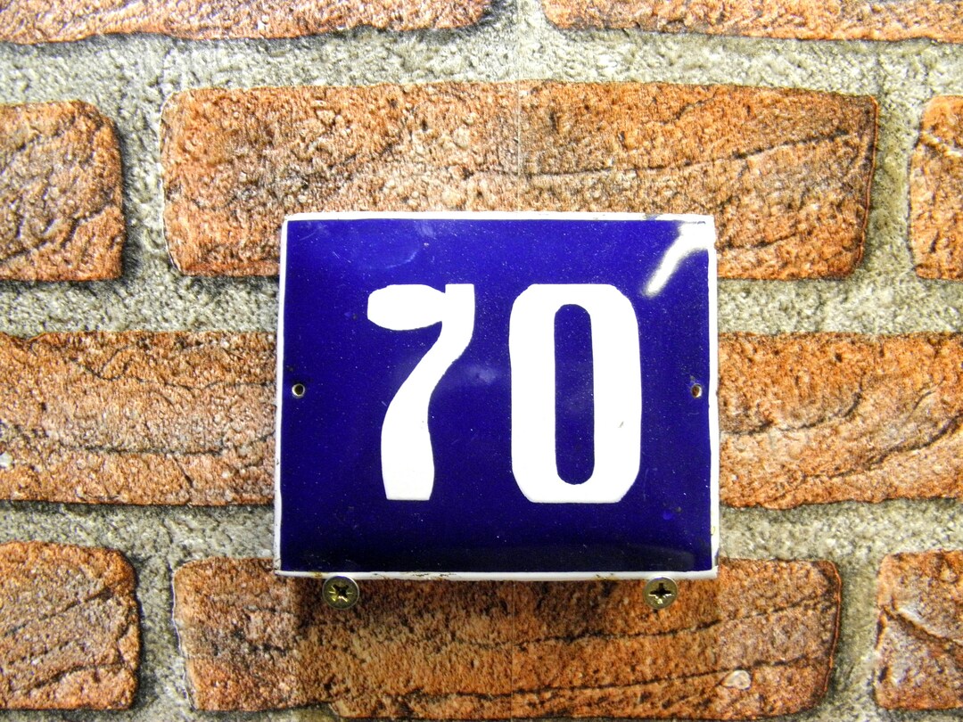 Vintage Enamel Number 70 Address Sign Metal Number House Door Plaque ...