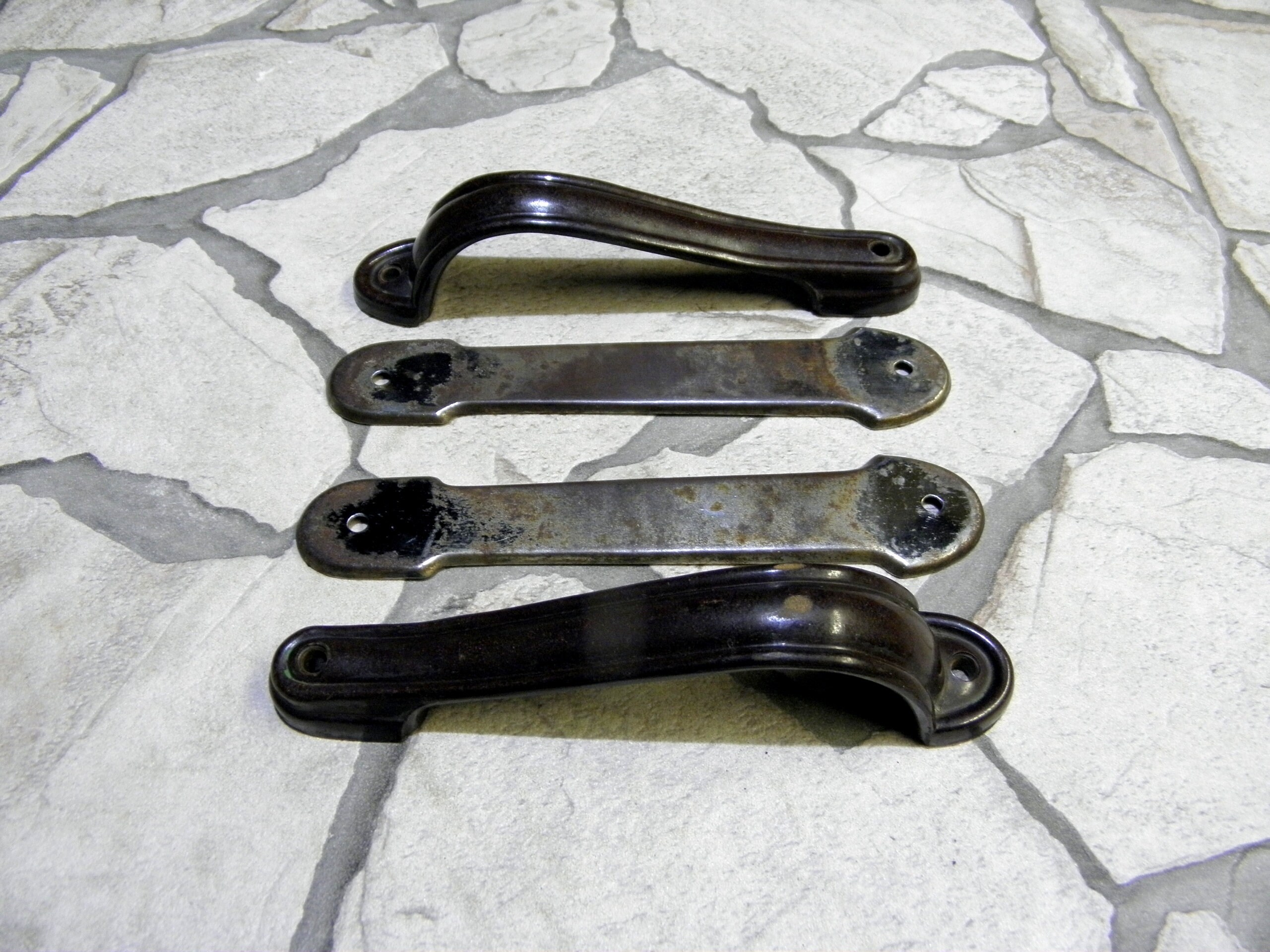 Vintage Brown Bakelite Drawer Pulls: Metal Cabinet Handles - Set of 2 ...