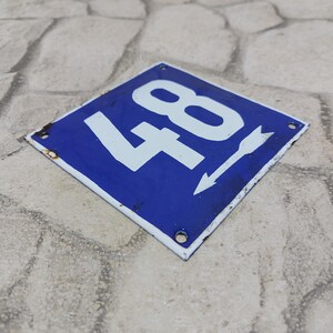 Address Sign for House, Door Number 48, Vintage Enamel House Number ...