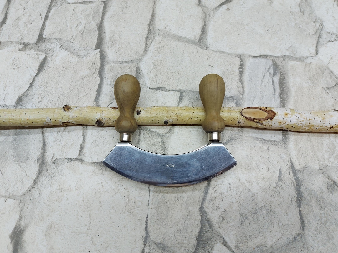 Vintage Double Blade Knife - INOX Mark, Two Blade Wood Handled Chopper ...