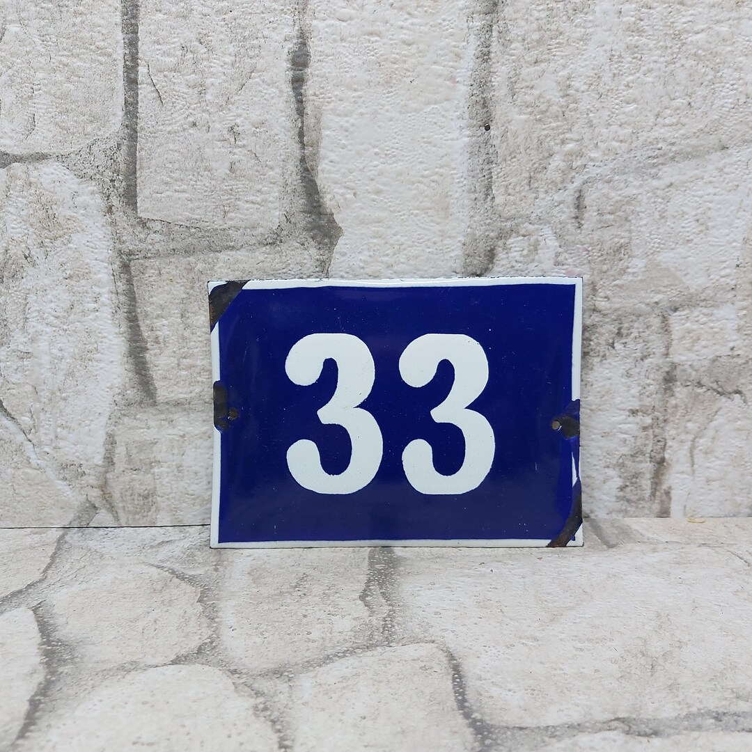 Vintage Enamel Street Sign Number 33 - European Door Plate - Etsy