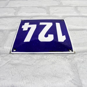 Address Sign for House, Door Number 124, Vintage Enamel House Number ...