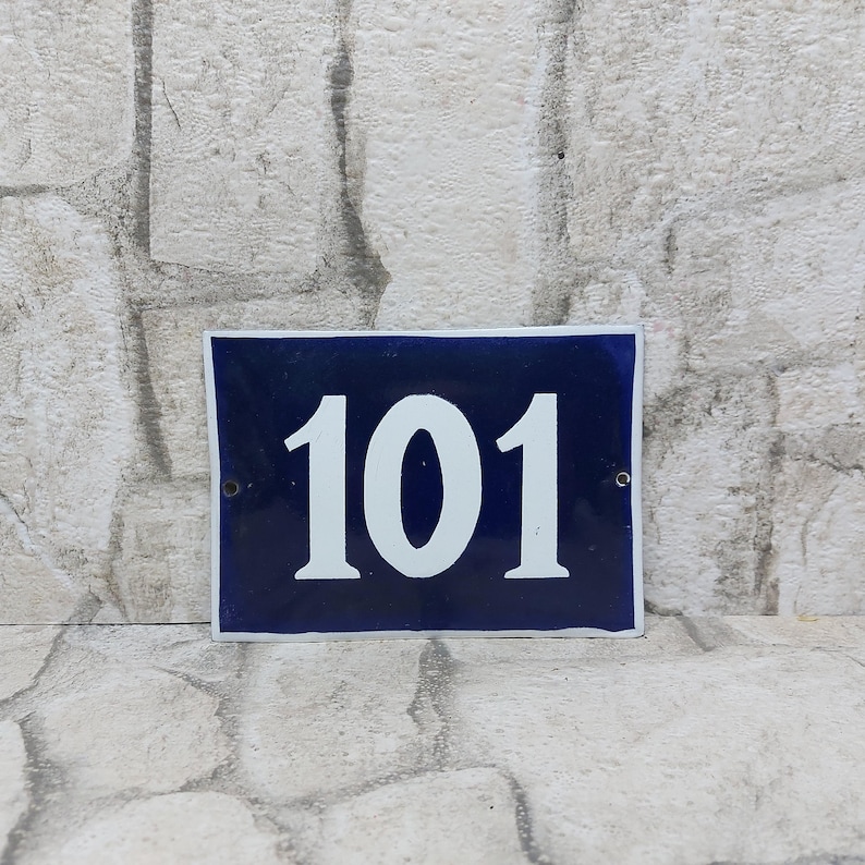 Vintage Enamel Street Sign Number 101 - European Door Plate - Etsy