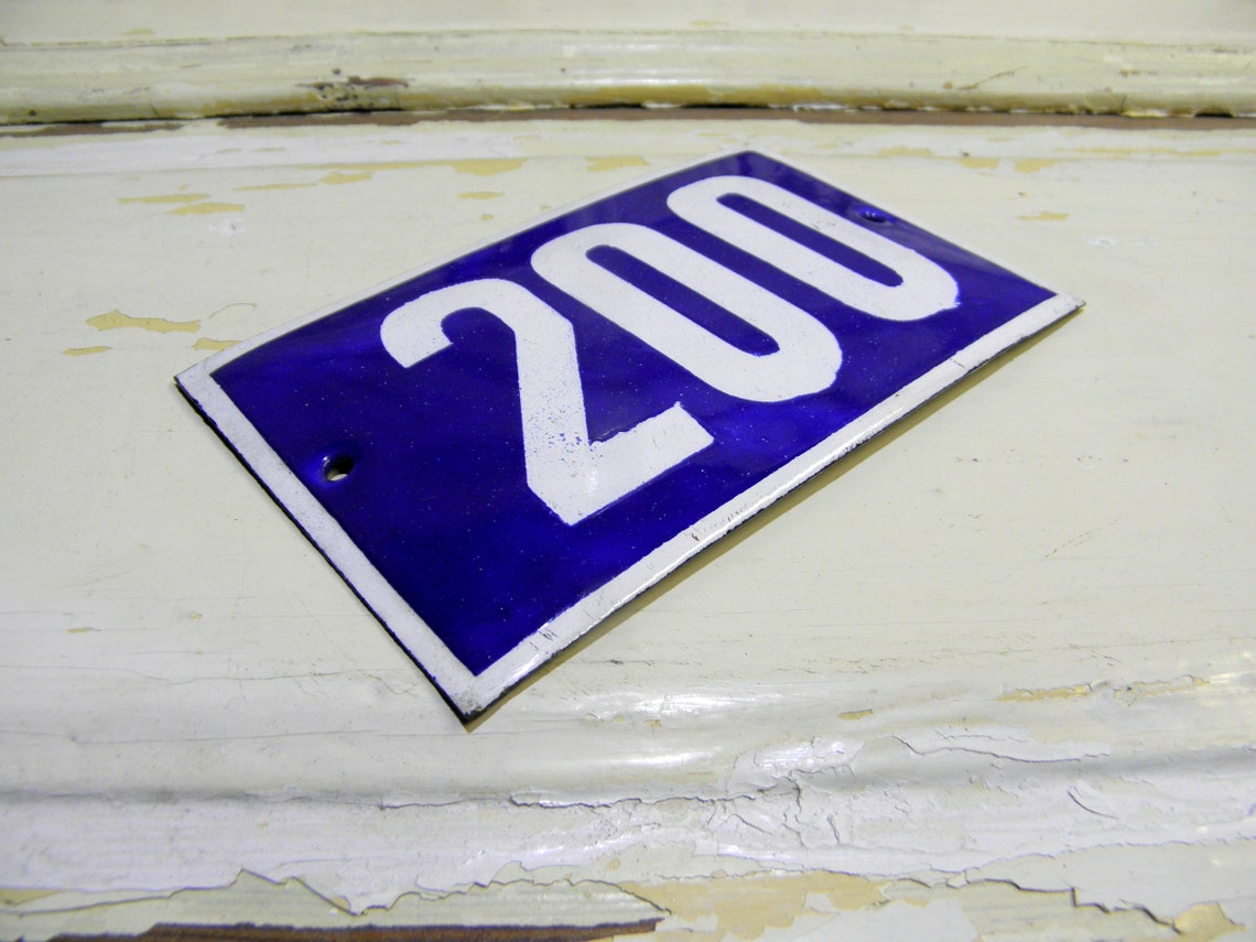 Door Sign Porcelain House Door Number 200 Address Number for - Etsy