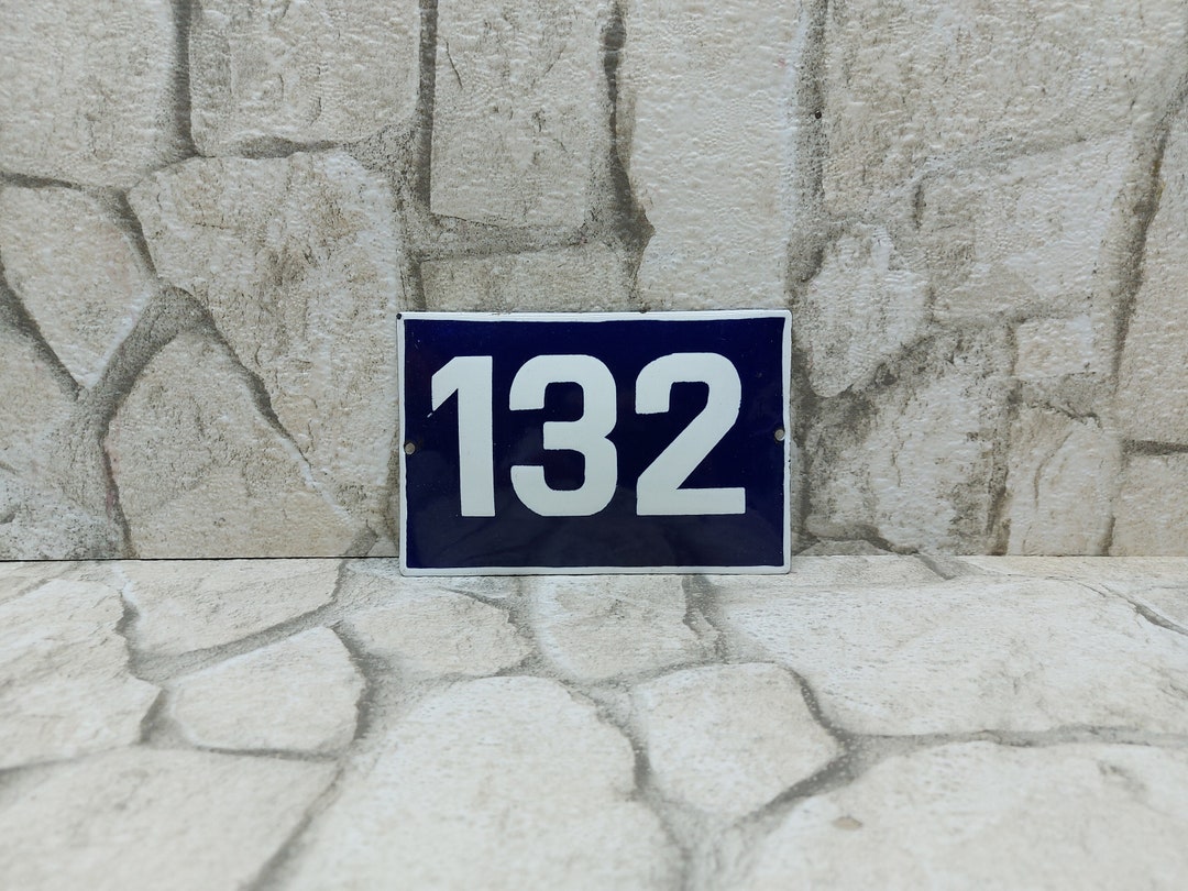 Porcelain House Number Sign: Vintage Enamel Door Plaque 132 - Etsy