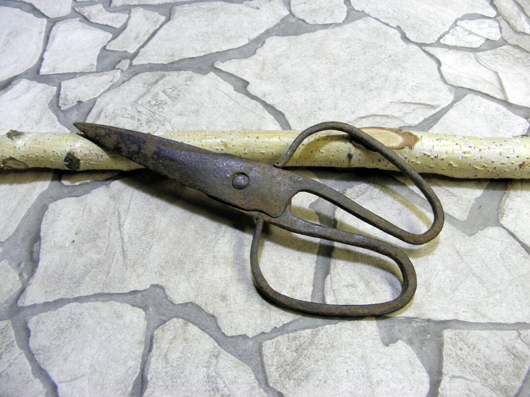 Vintage Primitive Hand-forged Iron Scissors, Antique Hand-forged Iron ...