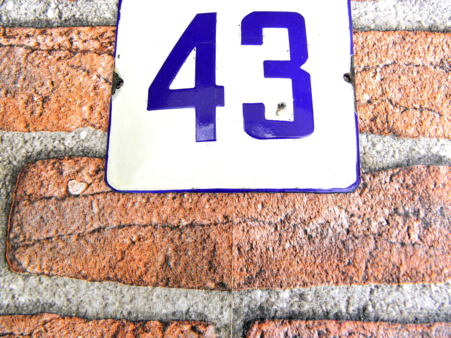 Vintage White and Blue Enamel House Number 43 House Door - Etsy