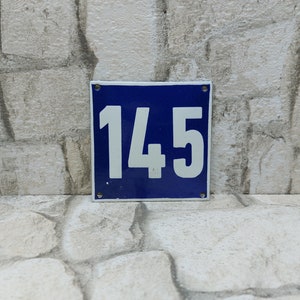 Vintage Enamel House Number 145: Blue Address Sign - Etsy
