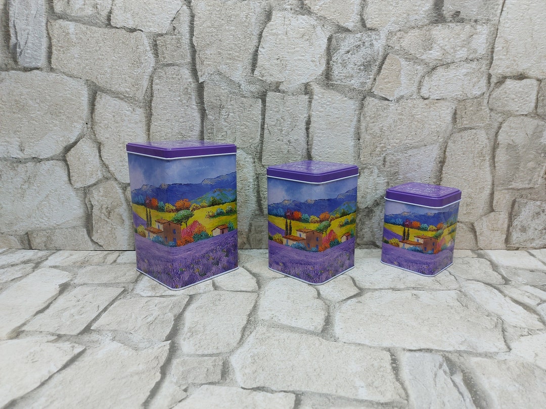 Three Tea Tins Old French Theme Litho Tins Set of 3 Vintage Decorative ...