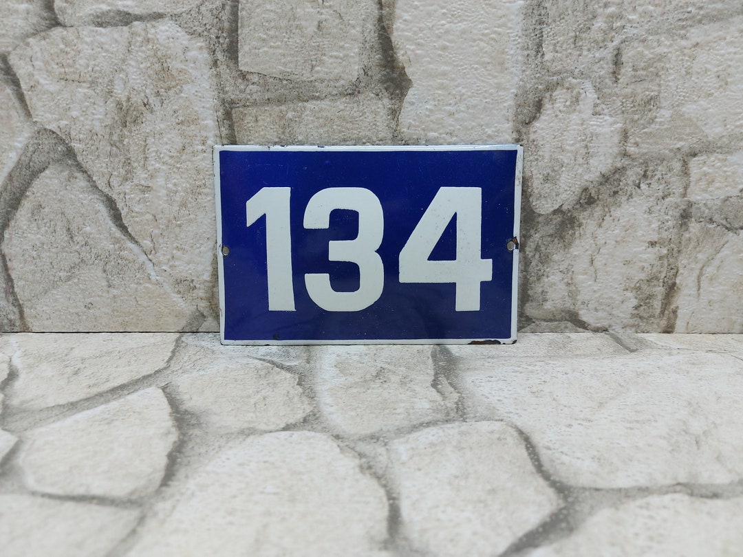 Porcelain House Number Sign: Vintage Enamel Door Plaque, 134 - Etsy