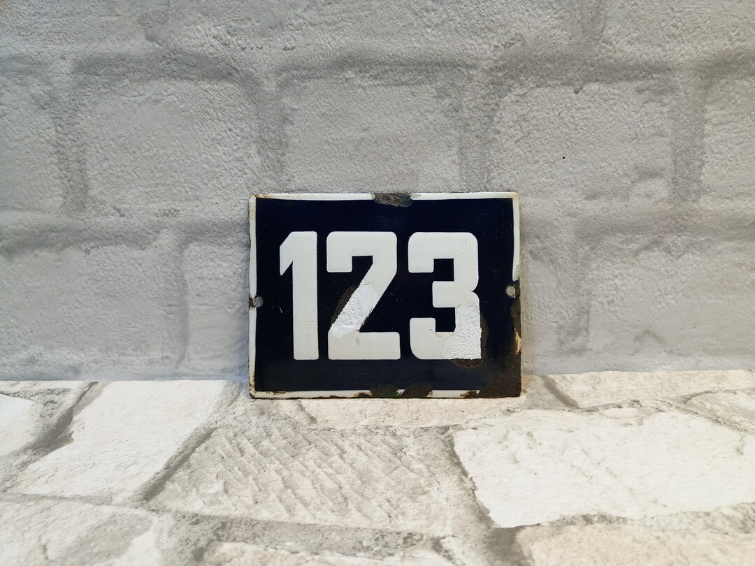 Vintage Enamel House Number 123: Blue & White Address Sign - Etsy