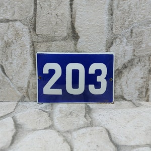 Door Plate Number 203, Enamel House Sign, Vintage House Number, Enamel ...