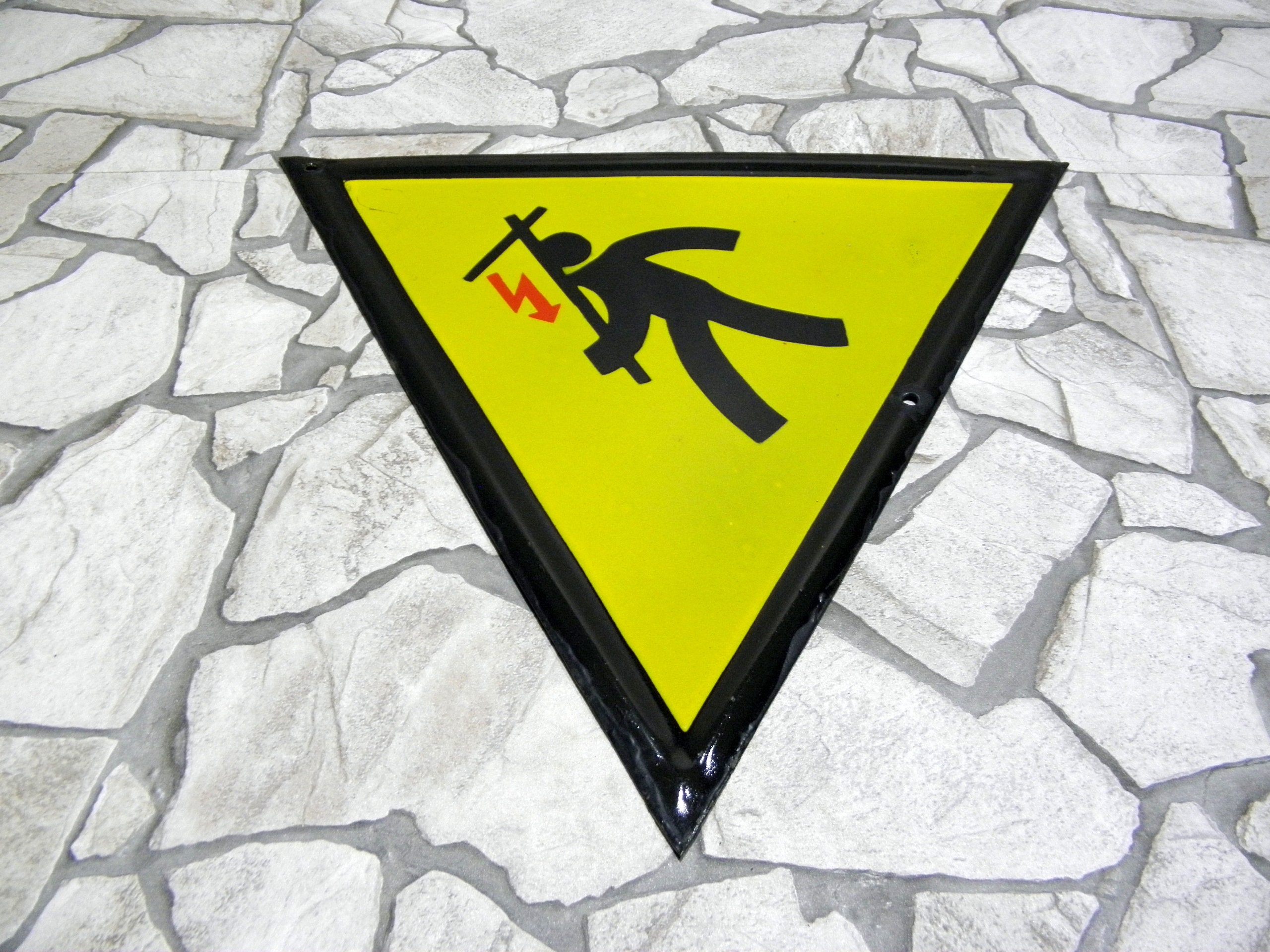 Vintage Enamel Sign Large 40 cm / 15.7in Beware High Voltage | Etsy