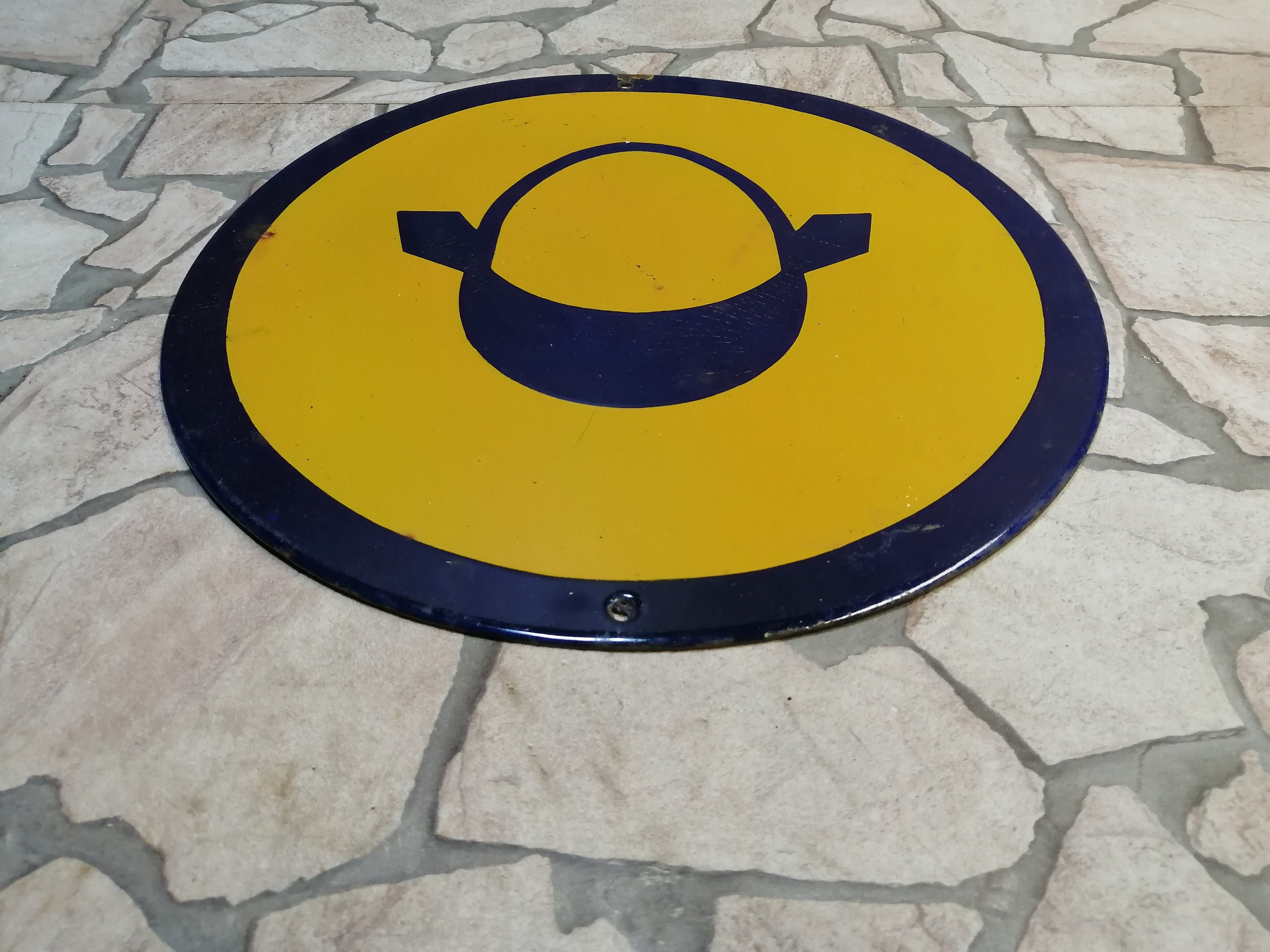 Vintage Porcelain Enamel Safety Sign Warning Work With | Etsy