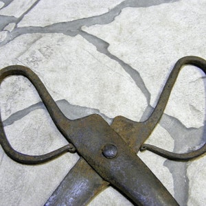 Vintage Primitive Hand-forged Iron Scissors, Antique Hand-forged Iron ...
