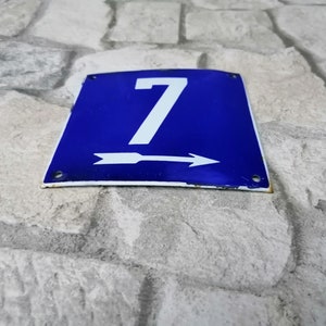 Address Sign for House, Door Number 7, Vintage Enamel House Number ...