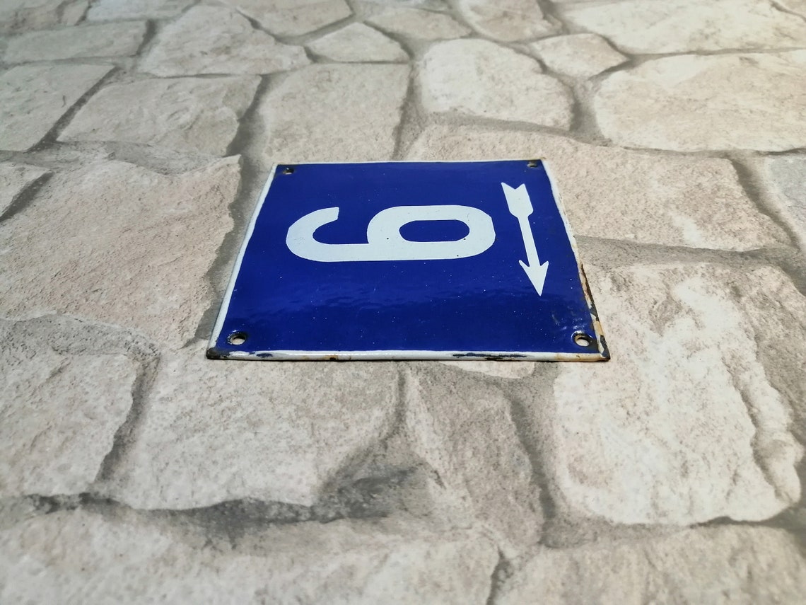 Address Sign for House Door Number 6 Vintage Enamel House - Etsy