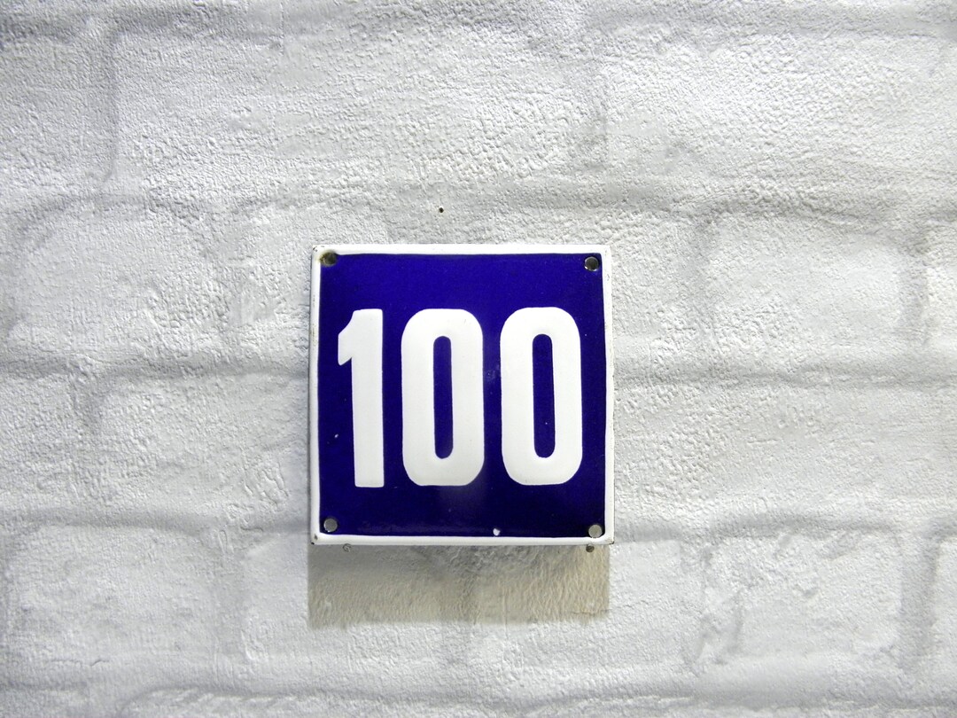 Vintage Enamel House Number 100 - Blue Outdoor Sign - Etsy