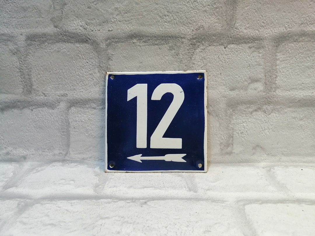 Address Sign for House, Door Number 12 Vintage Enamel House Number ...
