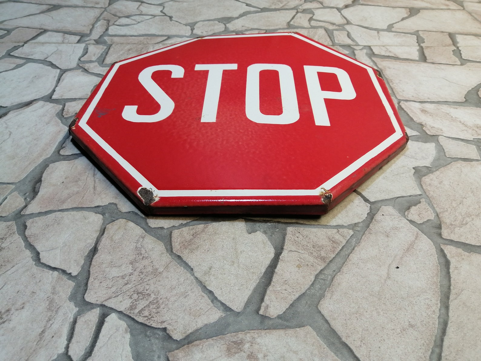 Vintage Enamel stop Sign Road Sign School - Etsy