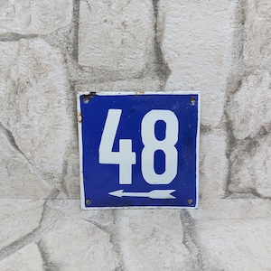Vintage Enamel House Number 48: Arrow Sign Plate - Etsy