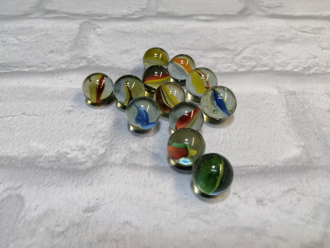 12 Pcs. Glass MARBLES, Collectible Marbles, Glass Balls, Mixed Cat's ...