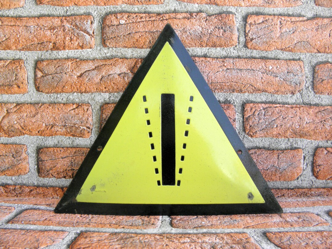 Vintage Yellow Enamel Warning Sign: 1970s Industrial Decor - Etsy