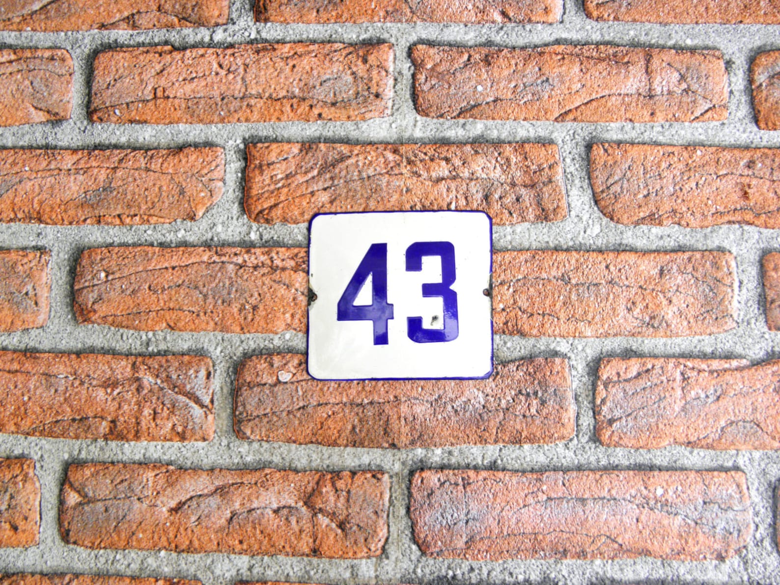 Vintage White and Blue Enamel House Number 43 House Door - Etsy