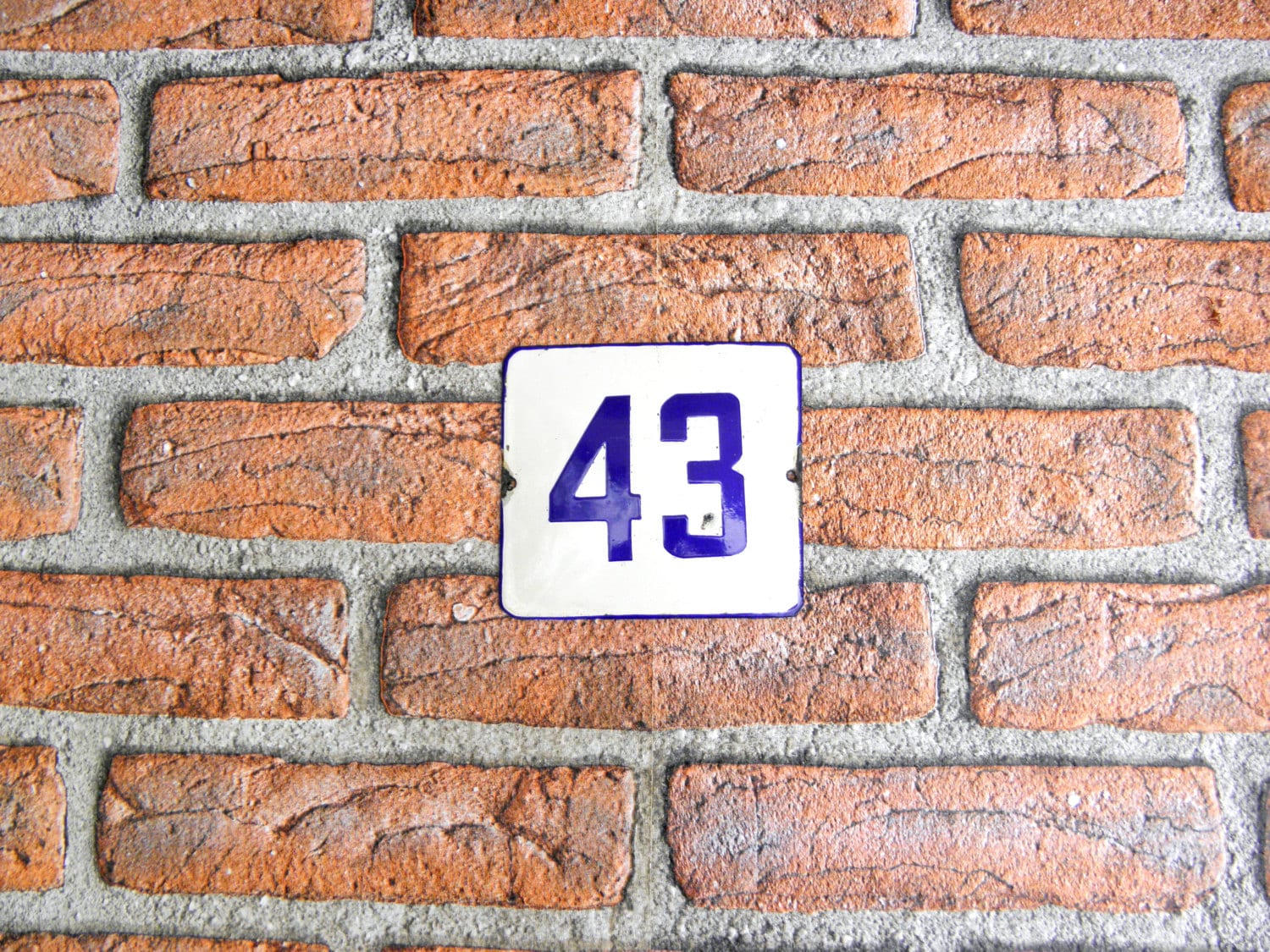 Vintage White and Blue Enamel House Number 43 House Door - Etsy