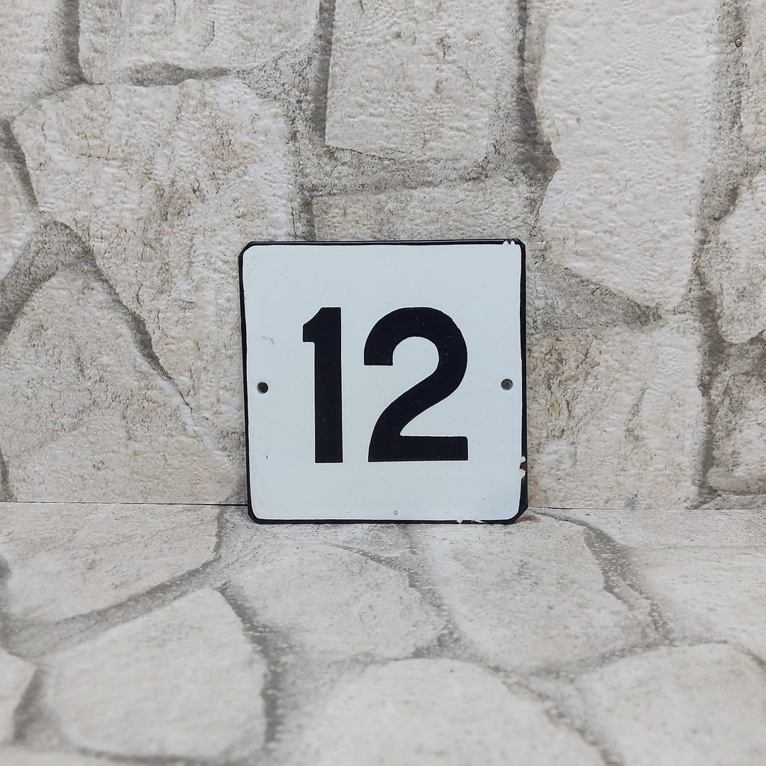Address Sign for House, Door Number 12 Vintage Enamel House Number ...