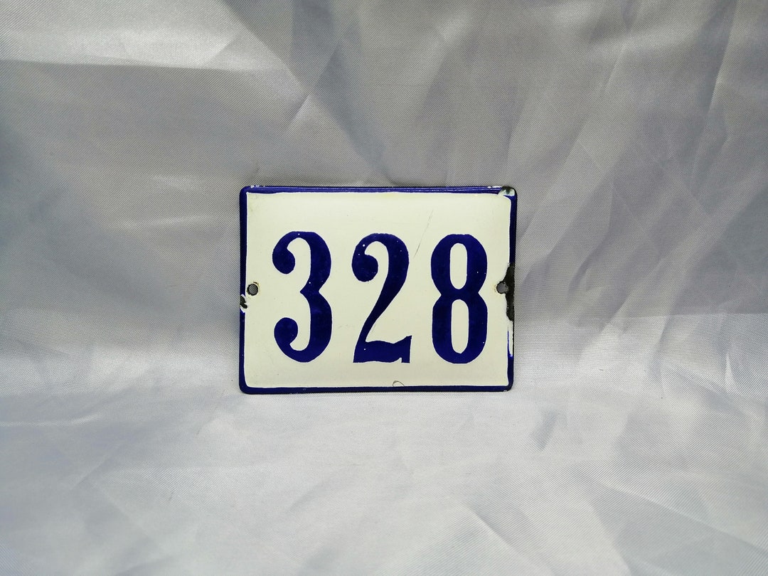Porcelain House Number Sign 328: Vintage Enamel Door Plate - Etsy Australia