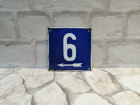 Address Sign for House Door Number 6 Vintage Enamel House | Etsy