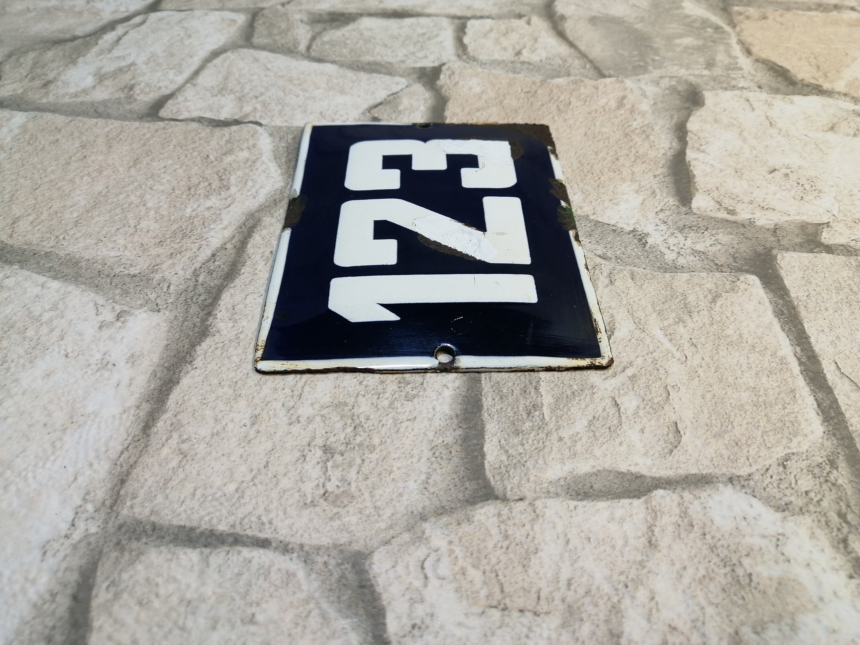 Address Sign for House Door Number 123 Vintage Enamel House - Etsy