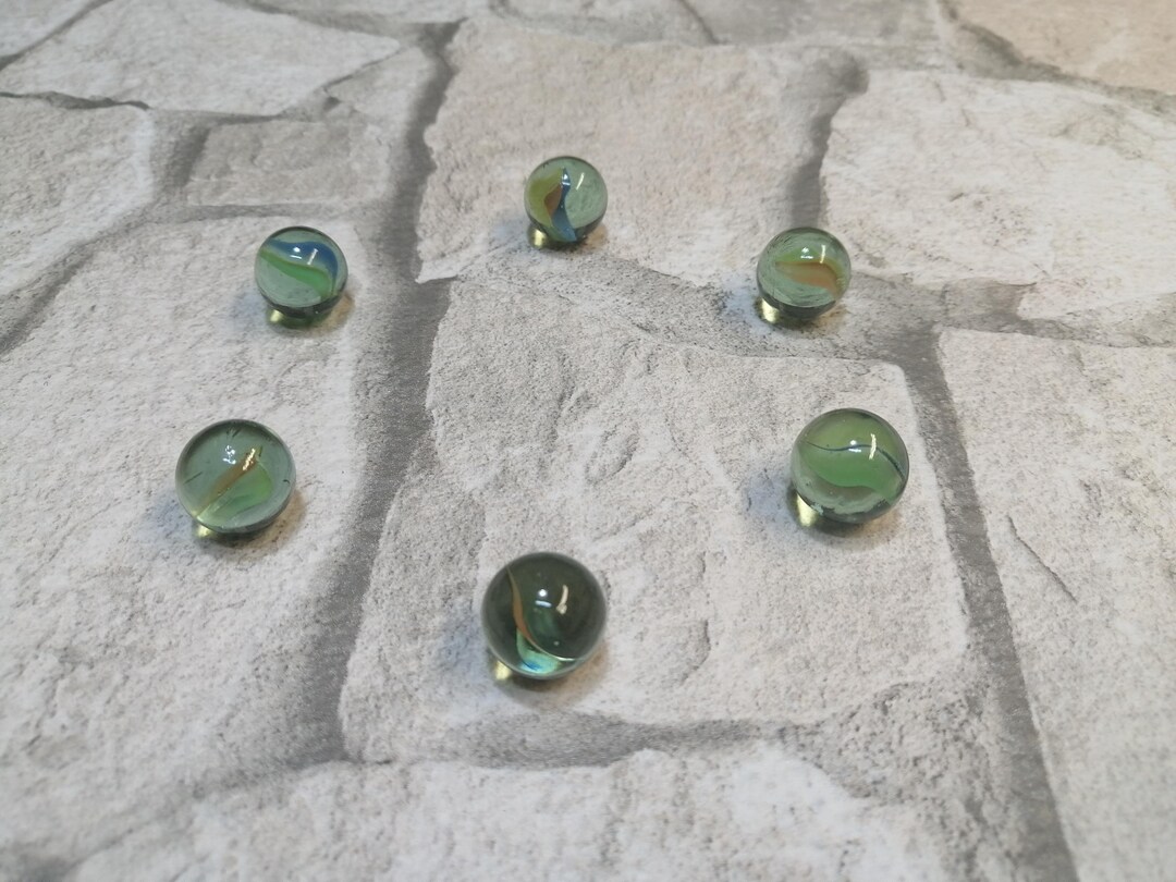 6 Pcs. Glass MARBLES, Collectible Marbles, Glass Balls, Mixed Cat's Eye ...