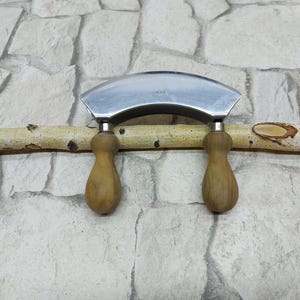 Vintage Double Blade Knife - INOX Mark, Two Blade Wood Handled Chopper ...