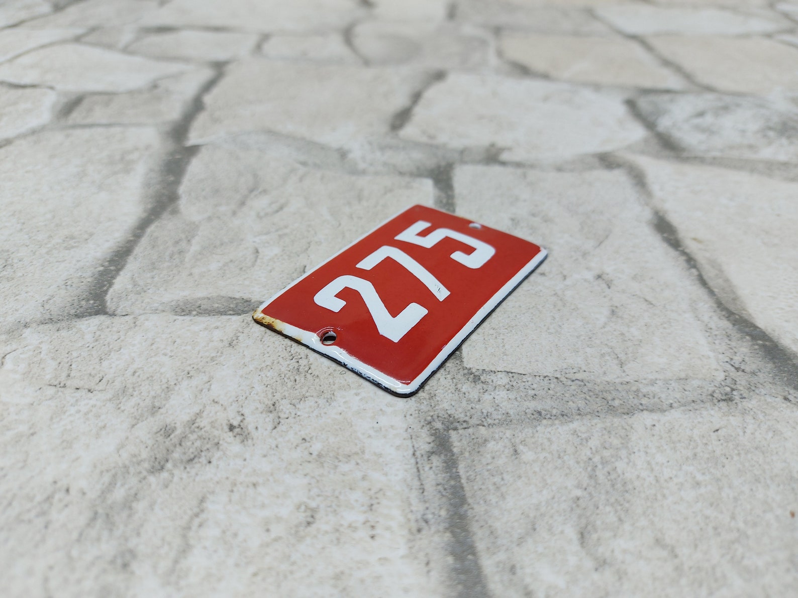 Vintage Enamel House Number 275: Red and White Metal Door Sign - Etsy