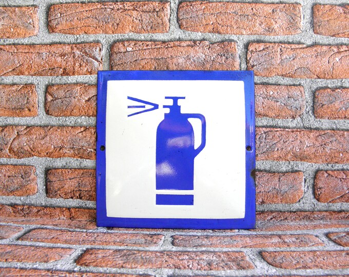 Vintage Safety Sign, Fire Extinguisher Porcelain Enamel Sign ...