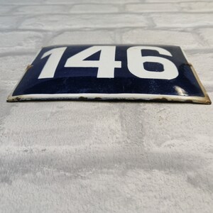 Vintage Sign House Door Number 146, Blue and White Enamel Metal Plate ...