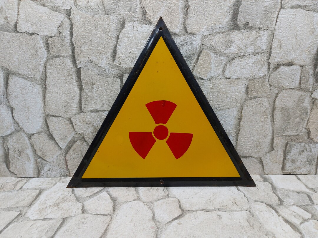 Vintage Tin Enamel Porcelain Sign 40 Cm/ 15.7 In. Warning Radiation ...